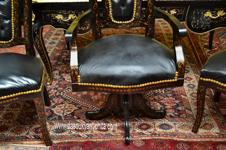 Tris poltrone da studio stile Napoleone III Boulle - Roma