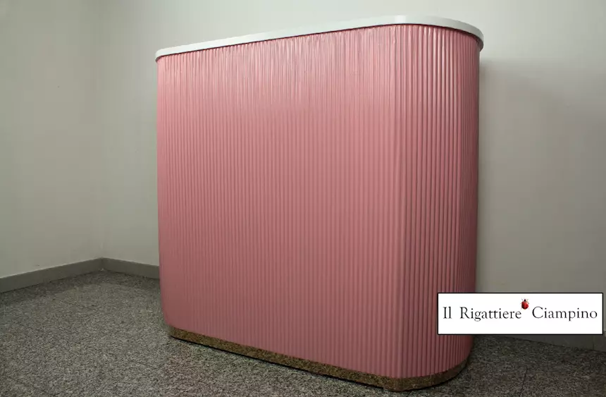 Bancone reception - finitura rosa, in legno - Roma