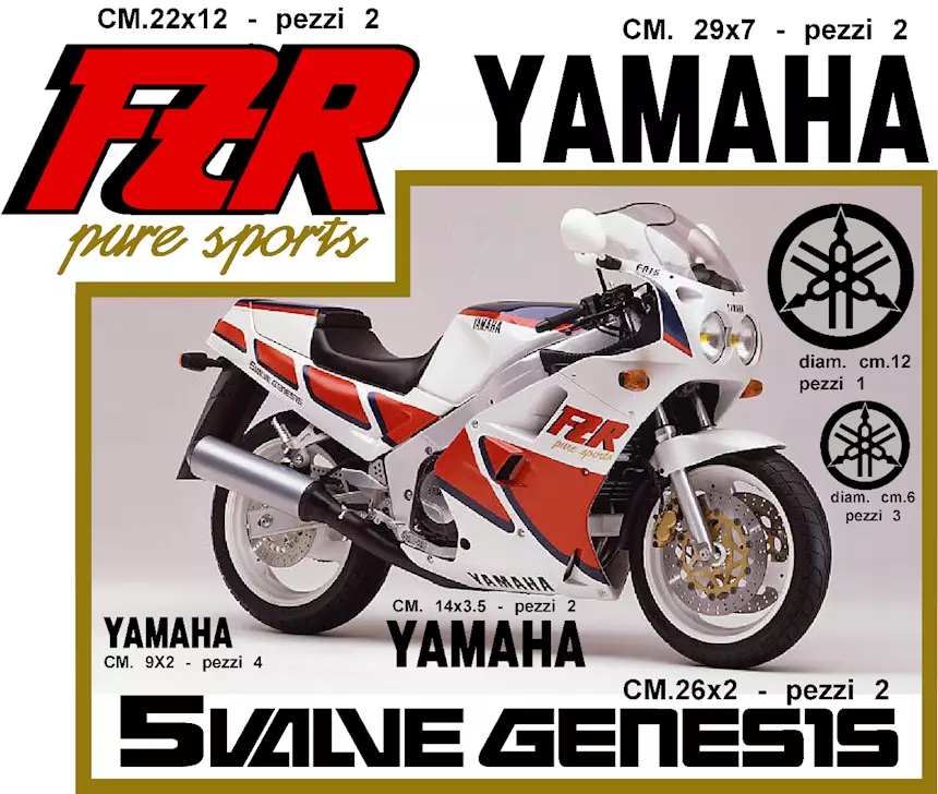 Adesivi YAMAHA FZR - Pure Sports, color ORO - Accessori Moto a Bari