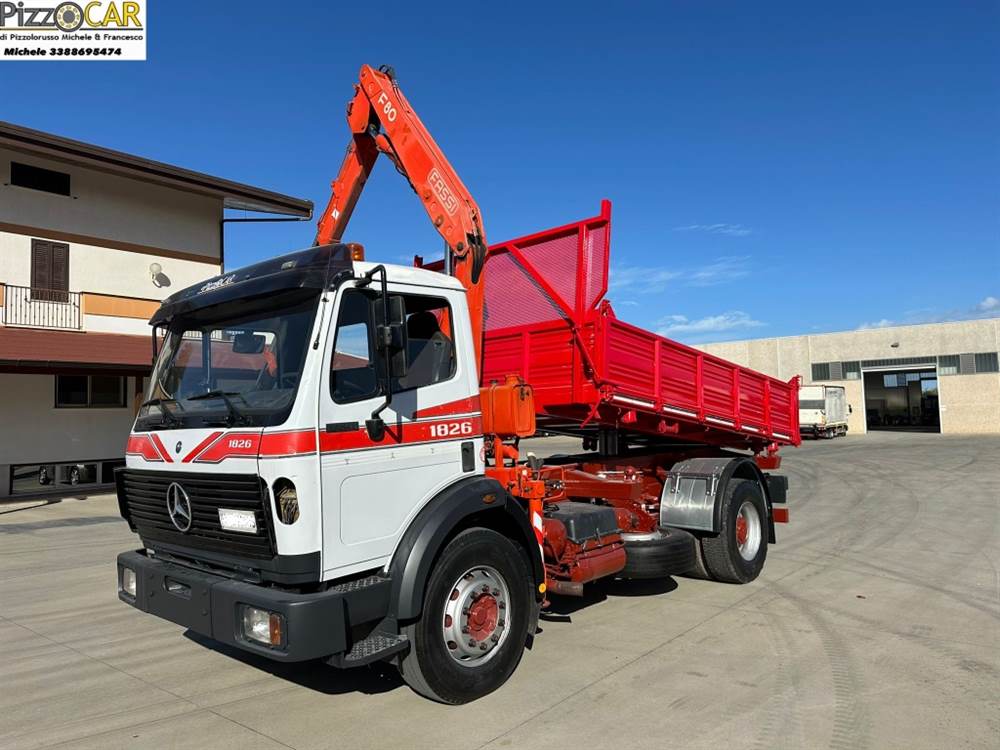 Mercedes 18.26 Ribaltabile e gru Fassi F80 Anno 1991 Km 150000 ...