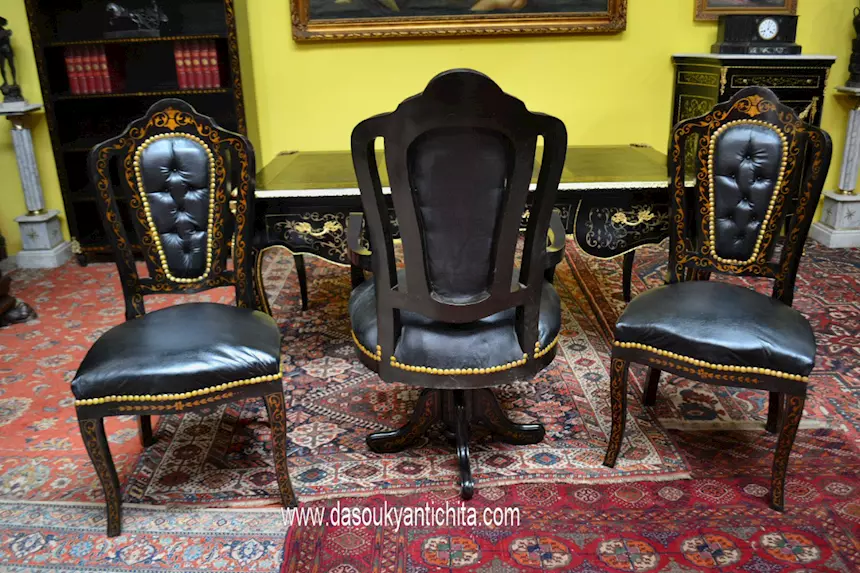 Tris poltrone da studio stile Napoleone III Boulle - Roma